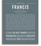 Francis Personalized Name Meaning Art Prints – Name Stories