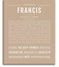 Francis Personalized Name Meaning Art Prints – Name Stories