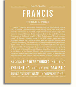 Francis Personalized Name Meaning Art Prints – Name Stories