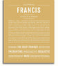 Francis Personalized Name Meaning Art Prints – Name Stories