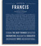 Francis Personalized Name Meaning Art Prints – Name Stories