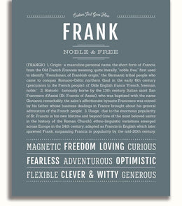 Frank Personalized Name Meaning Art Prints – Name Stories