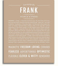 Frank Personalized Name Meaning Art Prints – Name Stories