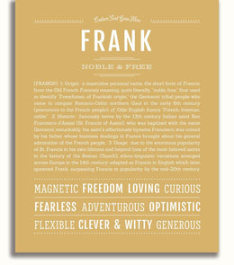 Frank Personalized Name Meaning Art Prints – Name Stories