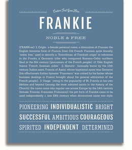 Frankie Personalized Name Meaning Art Prints – Name Stories