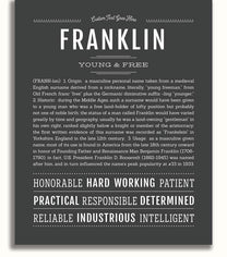Franklin Personalized Name Meaning Art Prints – Name Stories