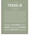 Franklin Personalized Name Meaning Art Prints – Name Stories