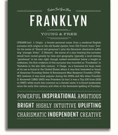 Franklyn Personalized Name Meaning Art Prints – Name Stories