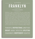 Franklyn Personalized Name Meaning Art Prints – Name Stories