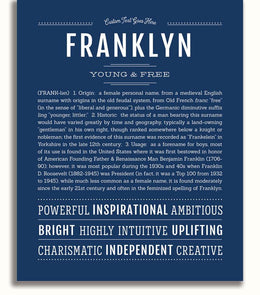 Franklyn Personalized Name Meaning Art Prints – Name Stories