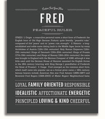 Fred Personalized Name Meaning Art Prints – Name Stories
