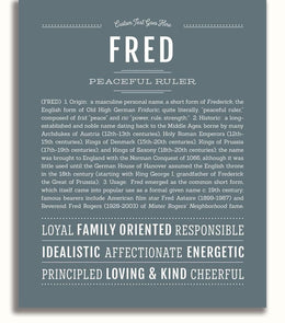 Fred Personalized Name Meaning Art Prints – Name Stories