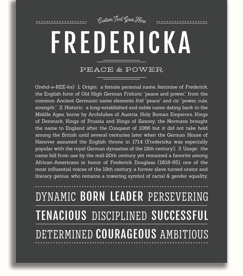 Fredericka Personalized Name Meaning Art Prints – Name Stories