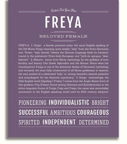 Freya Personalized Name Meaning Art Prints – Name Stories