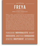 Freya Personalized Name Meaning Art Prints – Name Stories