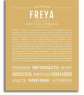 Freya Personalized Name Meaning Art Prints – Name Stories