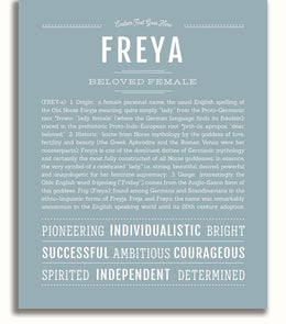 Freya Personalized Name Meaning Art Prints – Name Stories