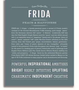 Frida Personalized Name Meaning Art Prints – Name Stories