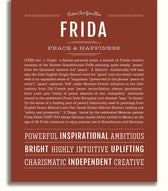 Frida Personalized Name Meaning Art Prints – Name Stories