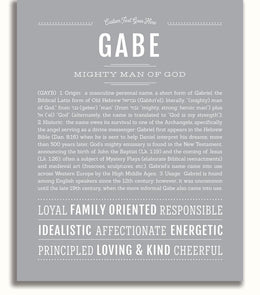 Gabe Personalized Name Meaning Art Prints – Name Stories