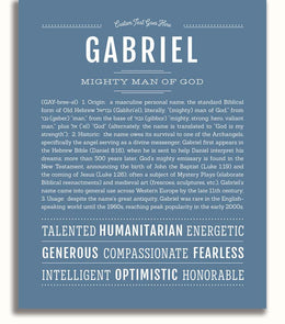 Gabriel Personalized Name Meaning Art Prints – Name Stories