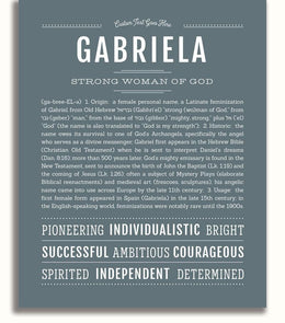 Gabriela Personalized Name Meaning Art Prints – Name Stories