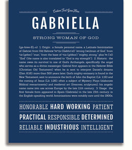 Gabriella Personalized Name Meaning Art Prints – Name Stories