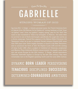 Gabrielle Personalized Name Meaning Art Prints – Name Stories