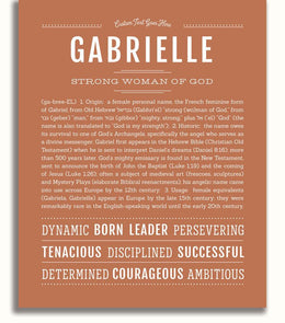 Gabrielle Personalized Name Meaning Art Prints – Name Stories