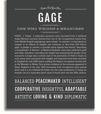 Gage | Name Art Print – Name Stories