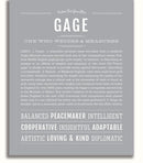 Gage Personalized Name Meaning Art Prints – Name Stories