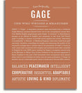 Gage Personalized Name Meaning Art Prints – Name Stories