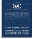 Gage Personalized Name Meaning Art Prints – Name Stories