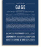 Gage Personalized Name Meaning Art Prints – Name Stories