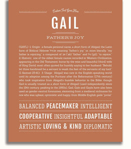 Gail Personalized Name Meaning Art Prints – Name Stories