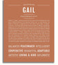 Gail Personalized Name Meaning Art Prints – Name Stories