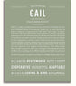 Gail Personalized Name Meaning Art Prints – Name Stories
