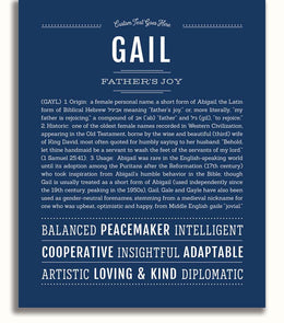 Gail Personalized Name Meaning Art Prints – Name Stories