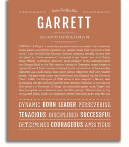 Garrett Personalized Name Meaning Art Prints – Name Stories