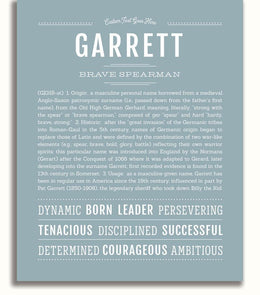 Garrett Personalized Name Meaning Art Prints – Name Stories