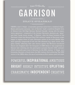 Garrison Personalized Name Meaning Art Prints – Name Stories