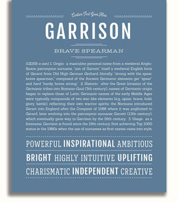 Garrison Personalized Name Meaning Art Prints – Name Stories