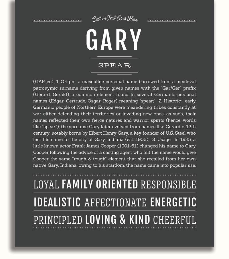 Gary Personalized Name Meaning Art Prints – Name Stories