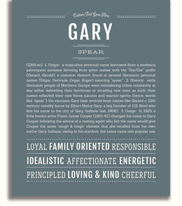Gary Personalized Name Meaning Art Prints – Name Stories