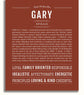 Gary Personalized Name Meaning Art Prints – Name Stories