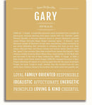 Gary Personalized Name Meaning Art Prints – Name Stories