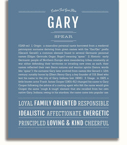Gary Personalized Name Meaning Art Prints – Name Stories