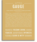 Gauge Personalized Name Meaning Art Prints – Name Stories