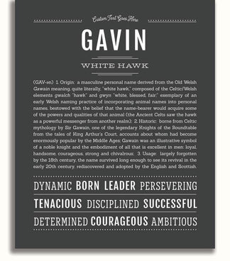 Gavin Personalized Name Meaning Art Prints – Name Stories