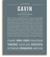 Gavin Personalized Name Meaning Art Prints – Name Stories